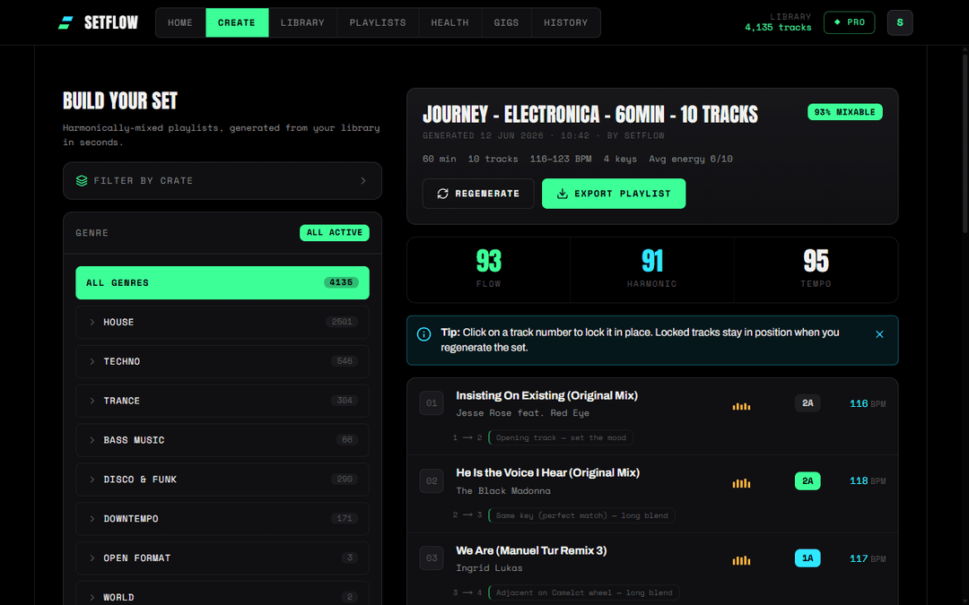 SetFlow - Smart DJ Set Generator | Harmonic Mixing Made Easy
